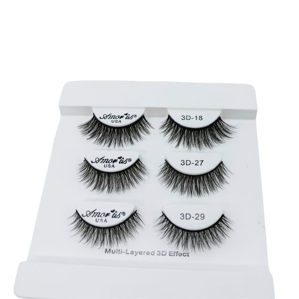 PESTAÑA MINK AMOR US 3D 3 PARES MIX 2 - Kisha Beauty Supply México